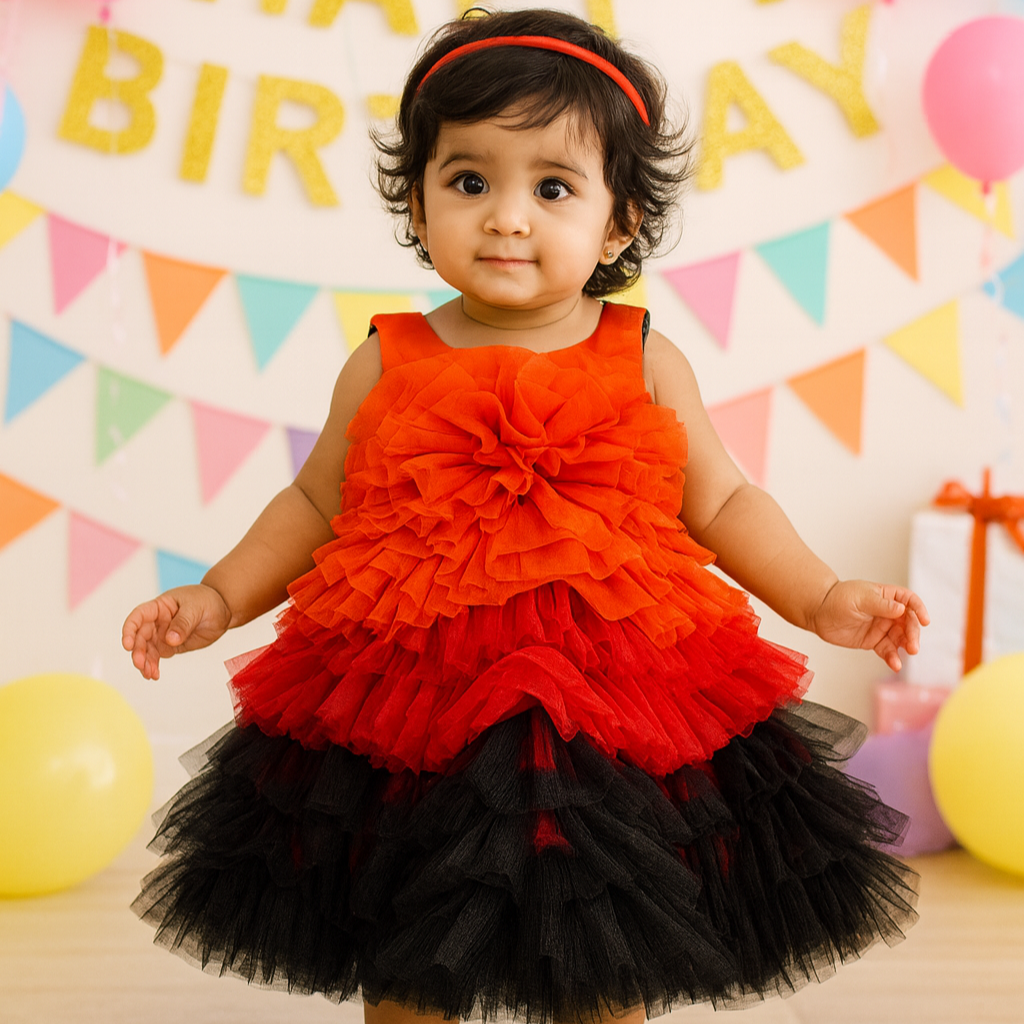 Scarlet Ombré Ruffle Tower Gown - Ivak Fashions