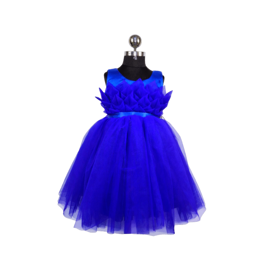 Midnight Bloom Royal Blue Tulle Party Frock - Ivak Fashions