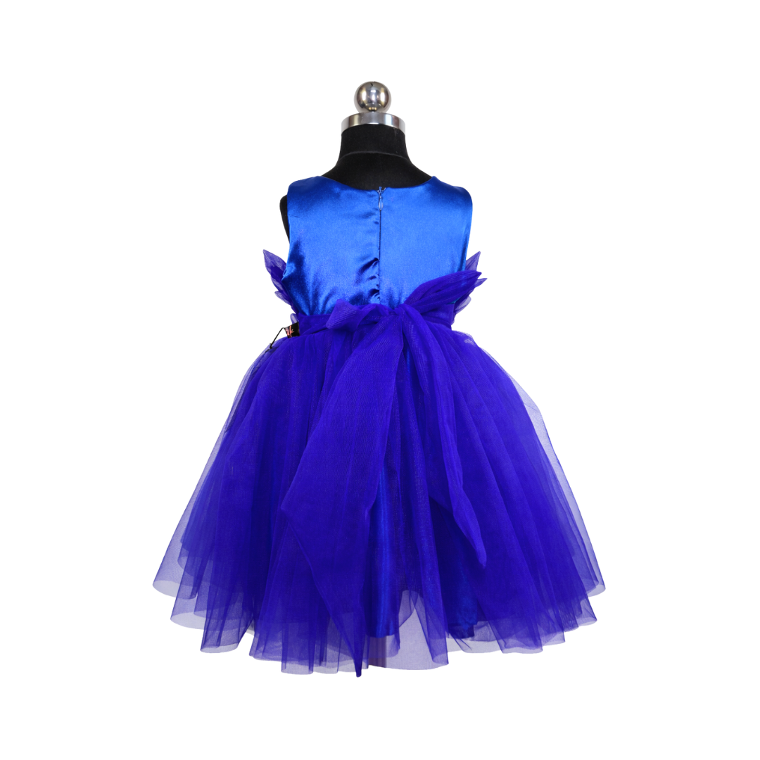 Midnight Bloom Royal Blue Tulle Party Frock - Ivak Fashions